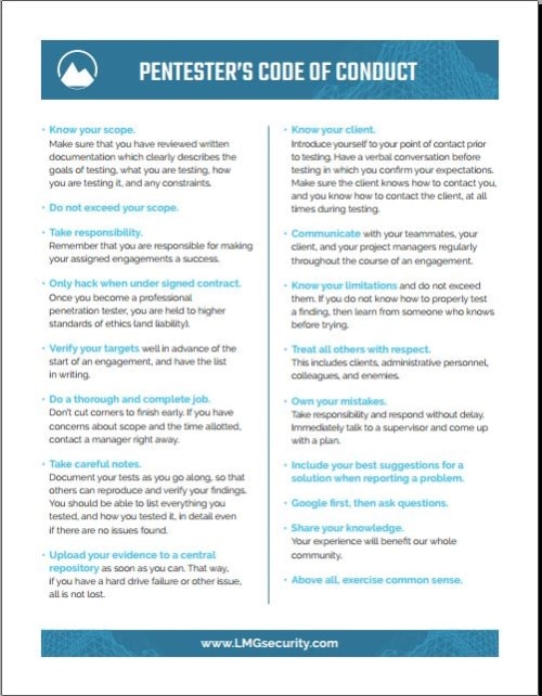 Pentesting Code of Coduct | LMG Security