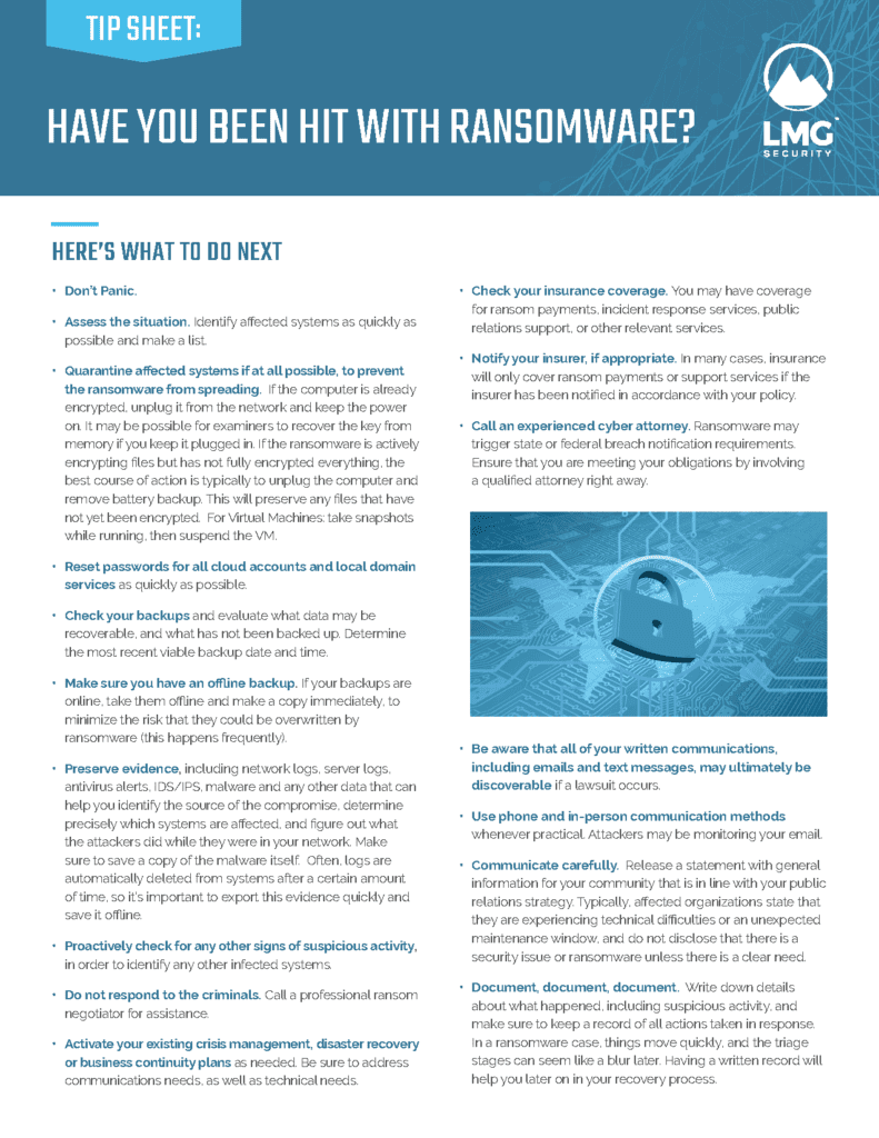 Ransomware Response Tips | LMG Security