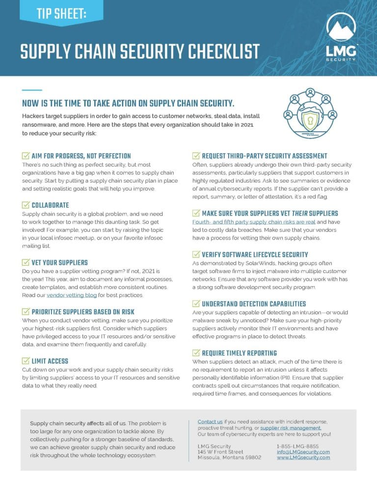 Supply Chain Security Checklist Lmg Security